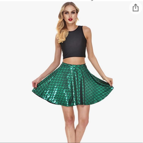 lesubuy | Skirts | Little Mermaid Green Scale Skirt High Waisted Small ...